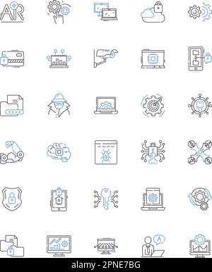 Defense mechanism line icons collection. Repression, Denial, Projection ...