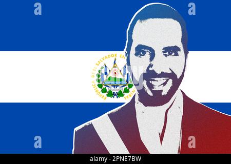 Nayib Bukele and flag of El Salvador Stock Photo - Alamy