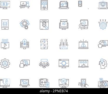 Manufacturing execution systems linear icons set Stock Vector Image ...
