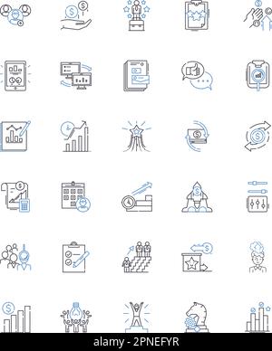 Productivity hacks line icons collection. Focus, Time, Energy ...