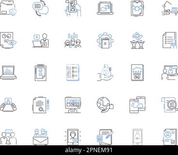 Press coverage line icons collection. Exposure, Publicity, Media ...