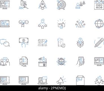 Advancement line icons collection. Progression, Growth, Improvement ...
