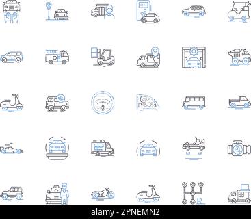 Maintenance line icons collection. Bus, Train, Subway, Carpool, Ride ...