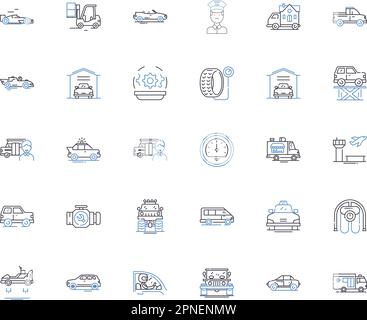Trailer line icons collection. Utility, Haul, Cargo, Transport, Hitch ...