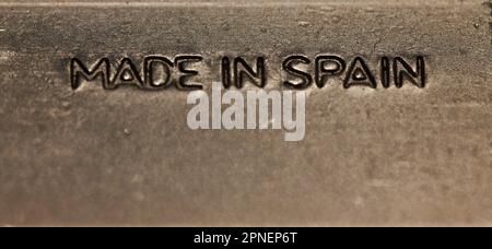 Made in Spain engraving in metal Stock Photo - Alamy