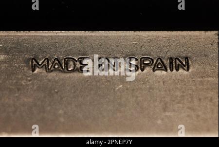 Made in Spain engraving in metal Stock Photo - Alamy