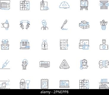 Industrial line icons collection. Experimentation, Subsampling, Quantification, Analysis ...