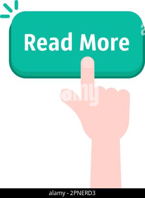 Hand click on read more button in a flat design Stock Vector Image ...