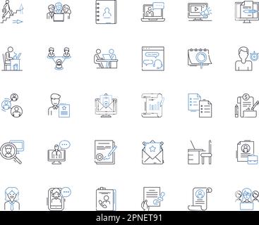 Staffing agency line icons collection. Recruitment, Hiring, Employment ...