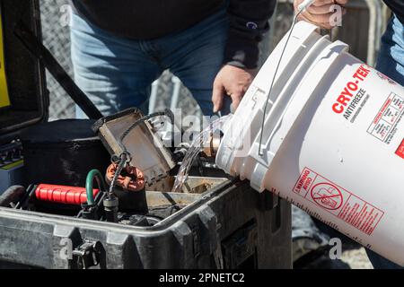 March 27, 2023. Beverly, MA. Thermal conductivity testing. Grouting of ...