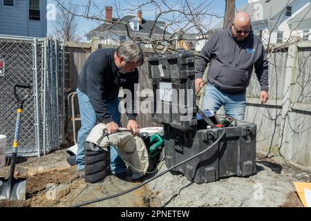 March 27, 2023. Beverly, MA. Thermal conductivity testing. Grouting of ...