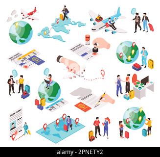 Migrant workers composition with job mobility symbols isometric vector ...