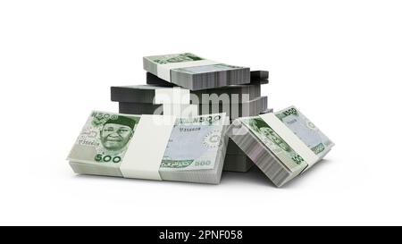 3d rendering of Stack of Nigerian Naira notes. bundles of Nigerian ...