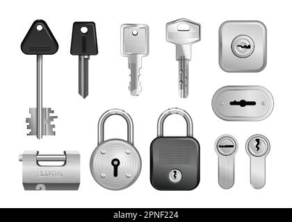Realistic keyholes icon set keyholes for different door sizes on ...