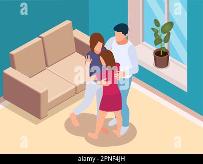 Empathy characters isometric composition with people in emotional relationships vector ...