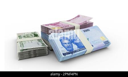 3d rendering of Stack of 1000 Nigeria Naira notes. bundles of naira ...