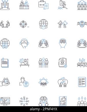 Warehouse crew line icons collection. Pallets, Forklifts, Loading ...
