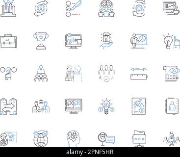 Progression line icons collection. Growth, Development, Advancement ...