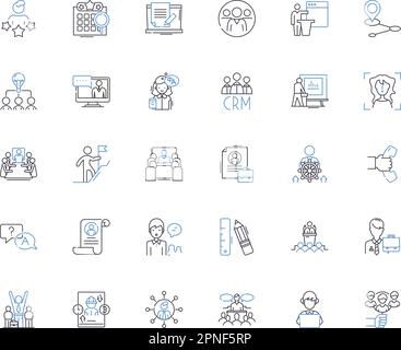 Industrial relations line icons collection. Collective bargaining ...