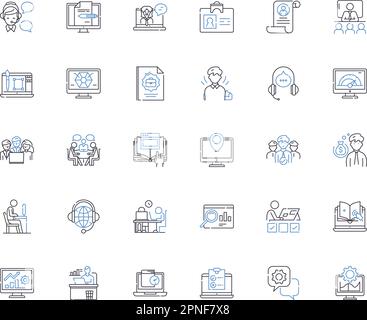 Virtual enterprise line icons collection. Digital, Virtuality, Economy, Innovation, Technology ...