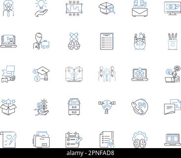Resourcefulness mindset line icons collection. innovation, adaptability ...