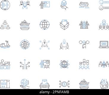 Distribution line icons collection. Dispensation, Allotment, Delivery ...
