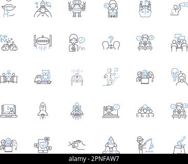 Pursuing line icons collection. Ambition, Progression, Tenacity, Drive ...