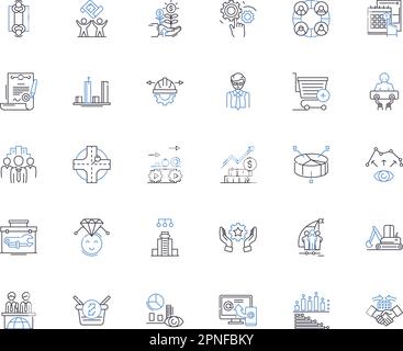 Organizational mapping line icons collection. Strategy, Alignment ...