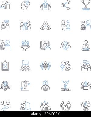 Leadership guidance line icons collection. Vision, Influence, Respect ...