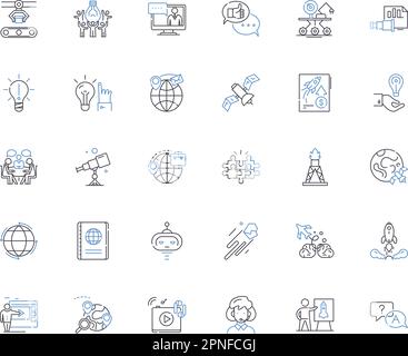 Headway line icons collection. Progress, Advancement, Movement, Growth, Development, Success ...