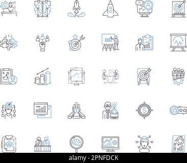 Pitching line icons collection. Presentation, Delivery, Persuasion ...