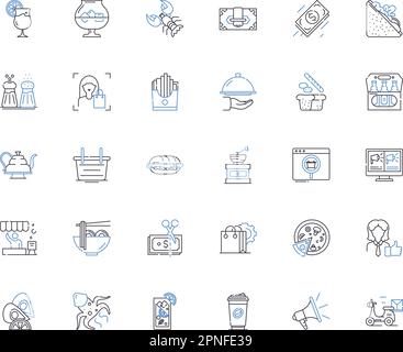 Convenience store line icons collection. Quick, Snacks, Drinks, Chips ...