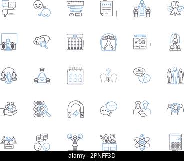 Knowledge acquisition line icons collection. Learning, Education ...
