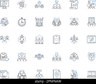 Dissemination line icons collection. Outreach, Communication ...