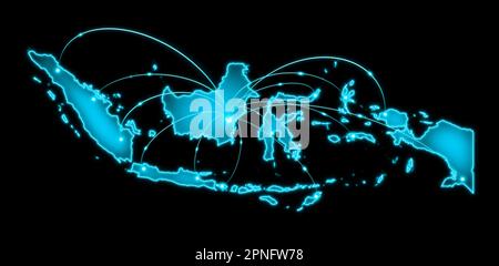 indonesia map blue glow futuristic design Stock Photo - Alamy