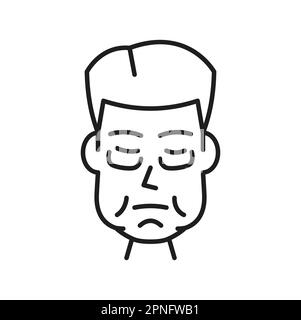 Swelling face of man or woman, sick person with edema, allergy reaction ...