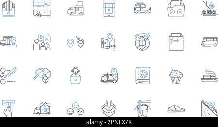 Material handling line icons collection. Forklift, Pallets, Conveyors ...