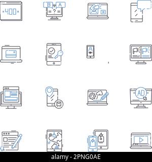 Diagrams schematics line icons collection. Blueprint, Flowchart, Graph ...