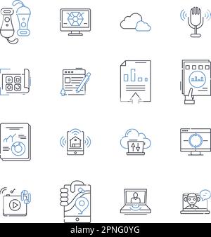 immersive reality projection line icon, outline symbol, vector illustration, concept sign Stock ...