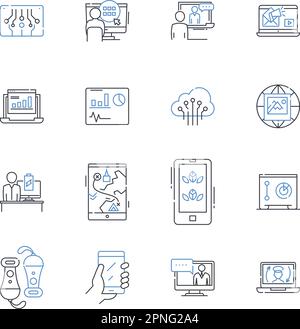 Mechanisms line icons collection. Gears, Springs, Levers, Cams, Belts ...