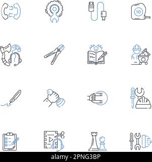Materials science line icons collection. Composites, Polymers, Ceramics ...