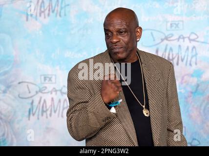 Mopreme Shakur poses at the premiere of the FX docuseries "Dear Mama ...