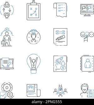 Firm evolution line icons collection. Adaptation, Growth, Change ...
