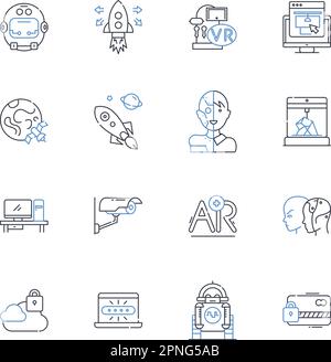 Natural language processing line icons collection. Sentiment, Parsing ...