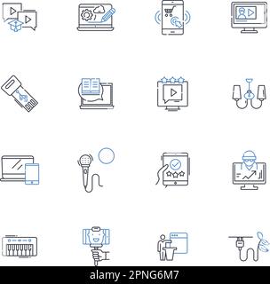 Circuitry line icons collection. Compnts, Conductors, Electrons ...