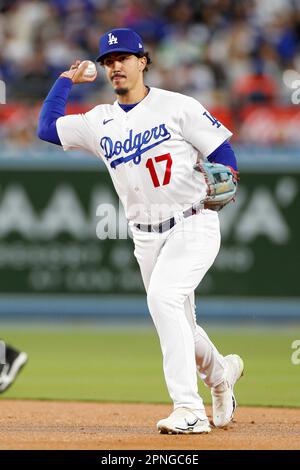 Los Angeles Dodgers' Miguel Vargas (71) swings at the ball against the ...