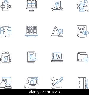 Dissertation line icons collection. Research, Thesis, Writing, Analysis ...