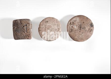 3 pictographic clay tablets with administrative text Uruk Period circa ...