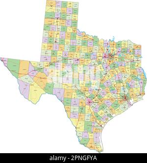 Texas - Highly detailed editable political map with labeling Stock ...