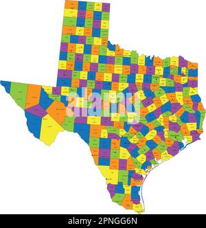 Colorful Texas political map with clearly labeled, separated layers ...